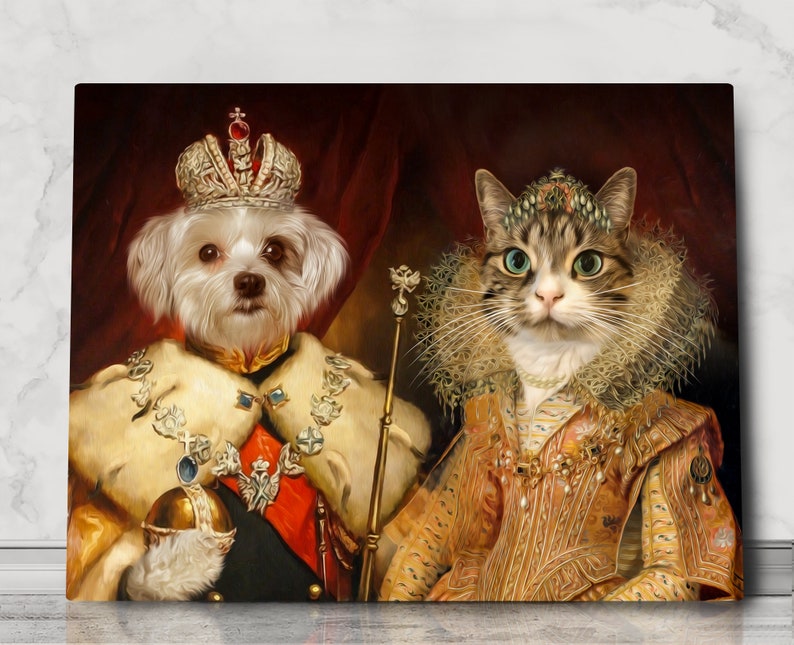 Custom Two Pet Royal Portrait, Renaissance Pet Art - Etsy