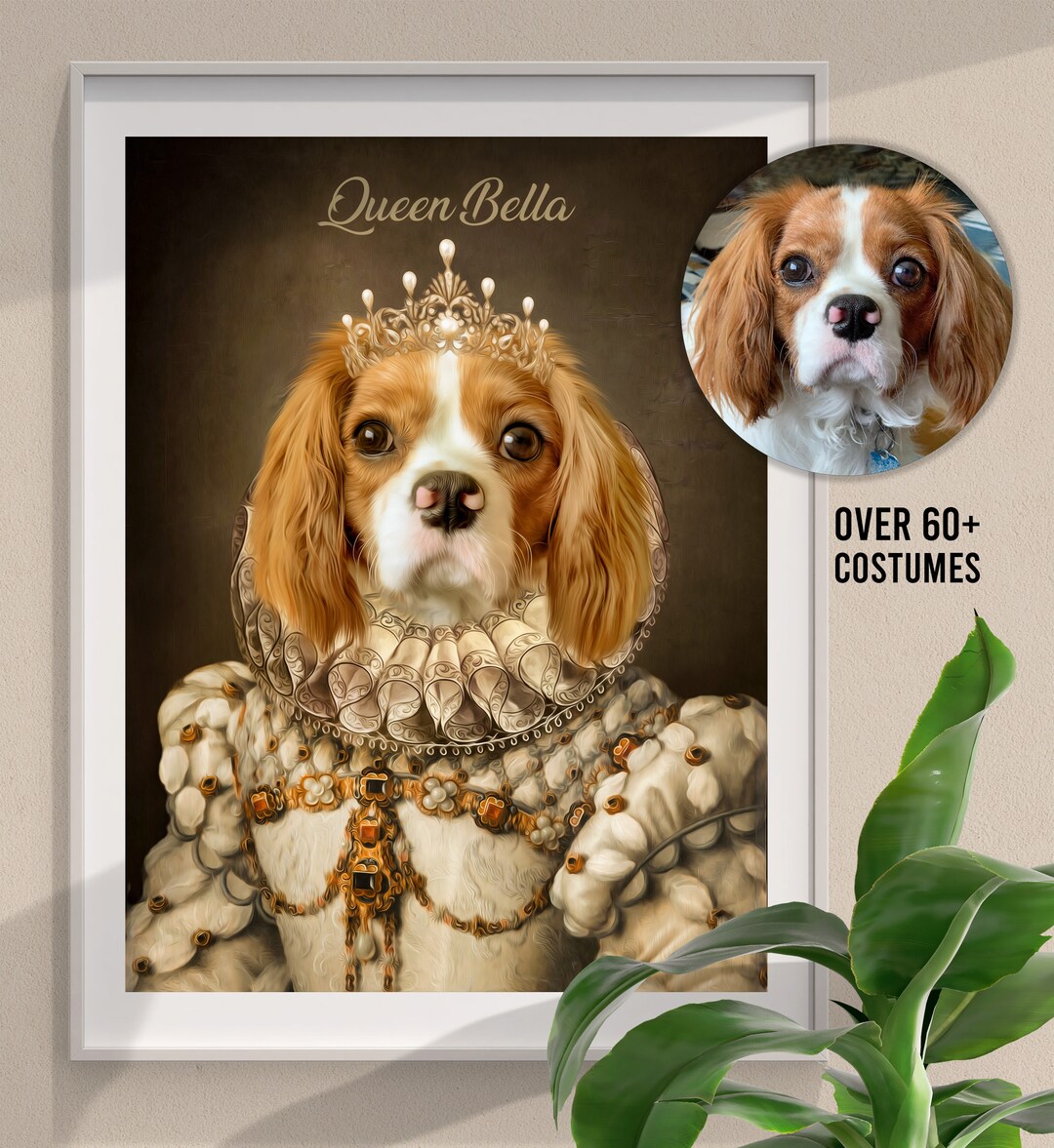 Custom Pet Portrait, Royal Pet Portrait, Father's Day Pet Queen Regal ...