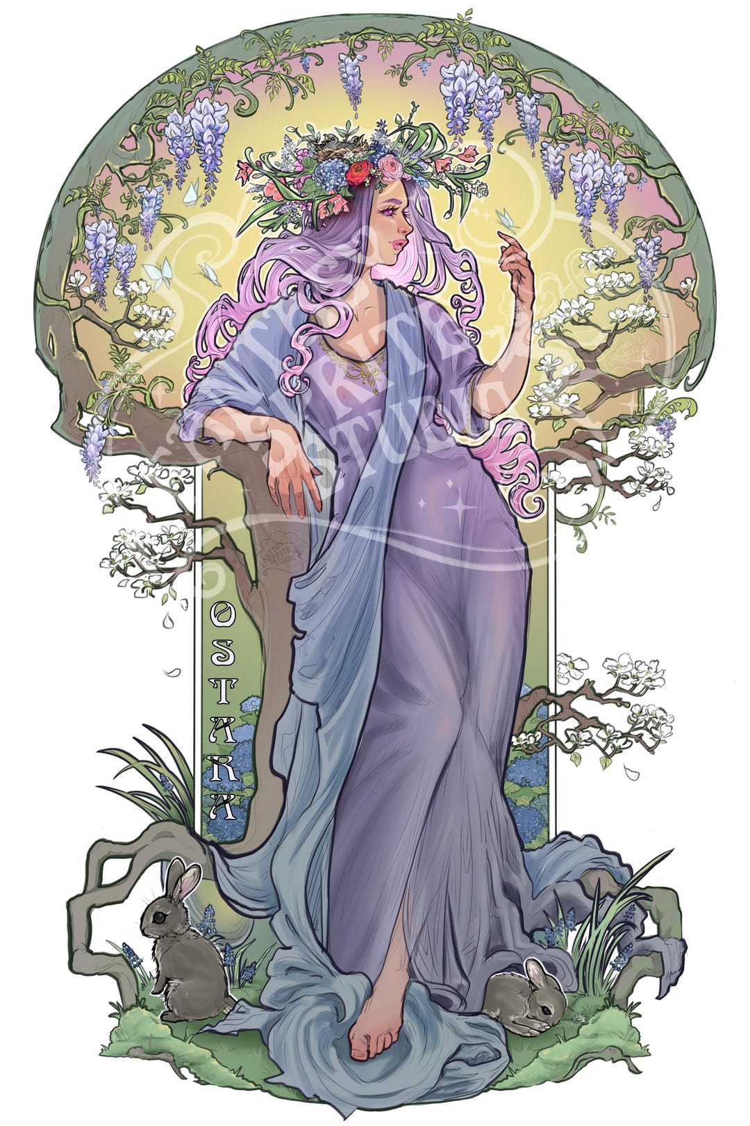 Print “ostara” Gods and Goddesses. Art Nouveau. Fantasy Artist. - Etsy