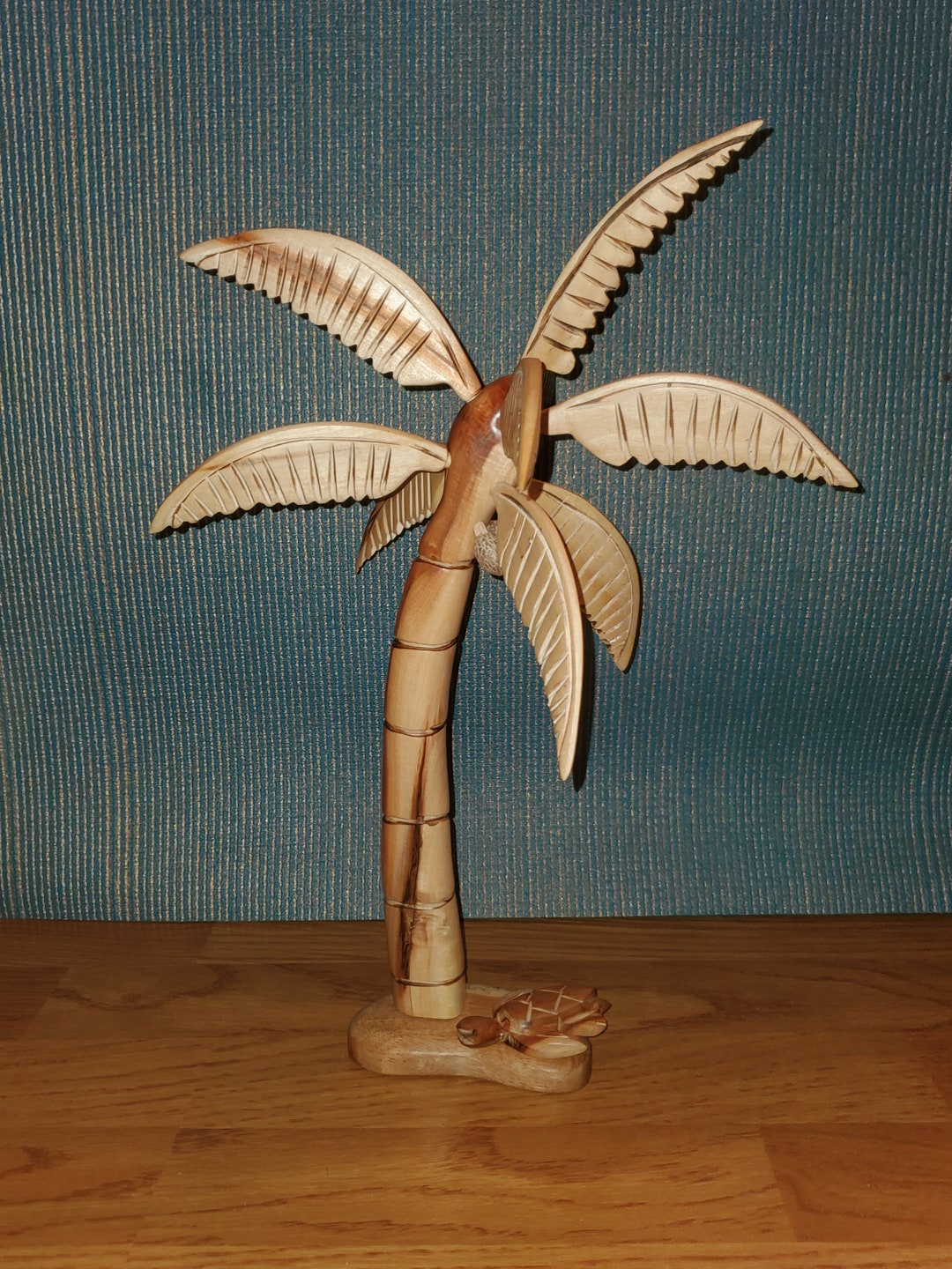 Wood Palm Tree Décor, Carved, Decorative Figurines, Fireplace Mantle ...