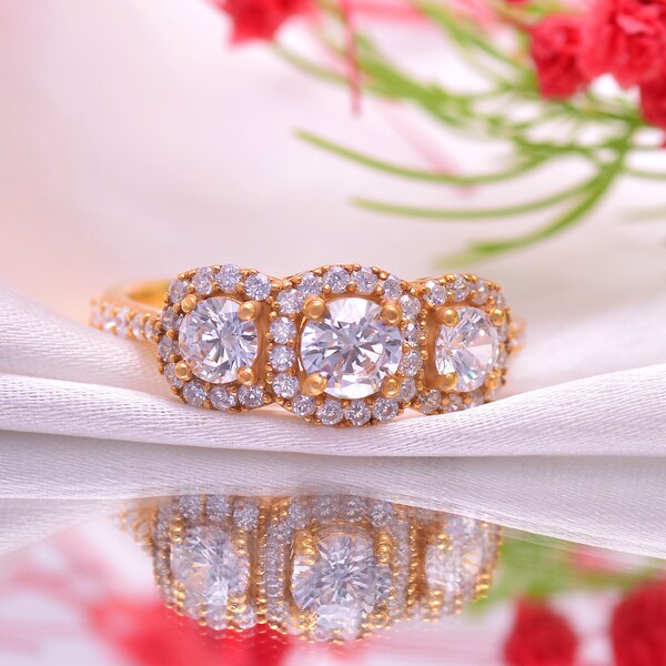 Triple Stone Ring - Etsy