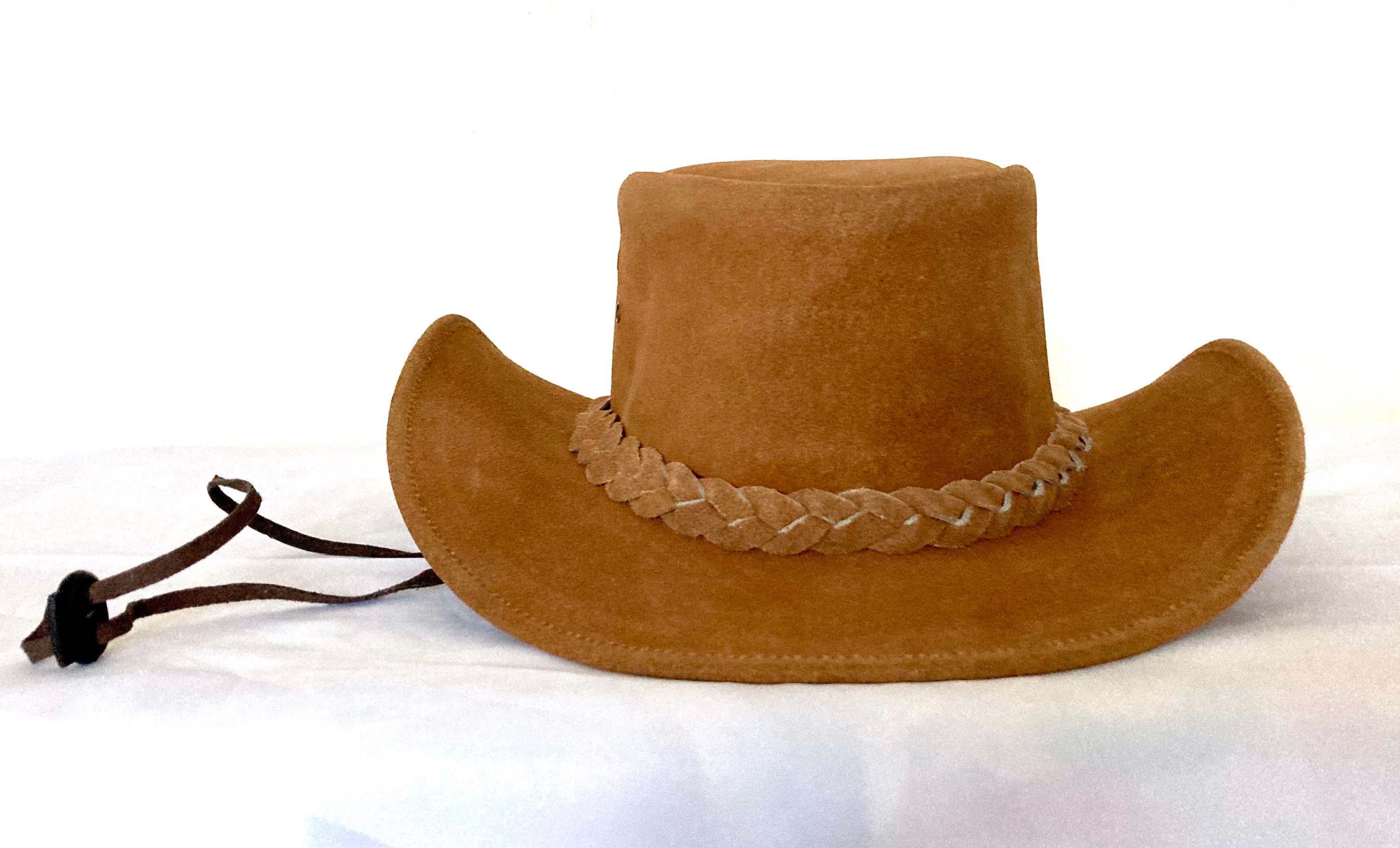 Stylish Leather Chin Strap Cowboy Hat Unisex Western Hat Real Suede ...