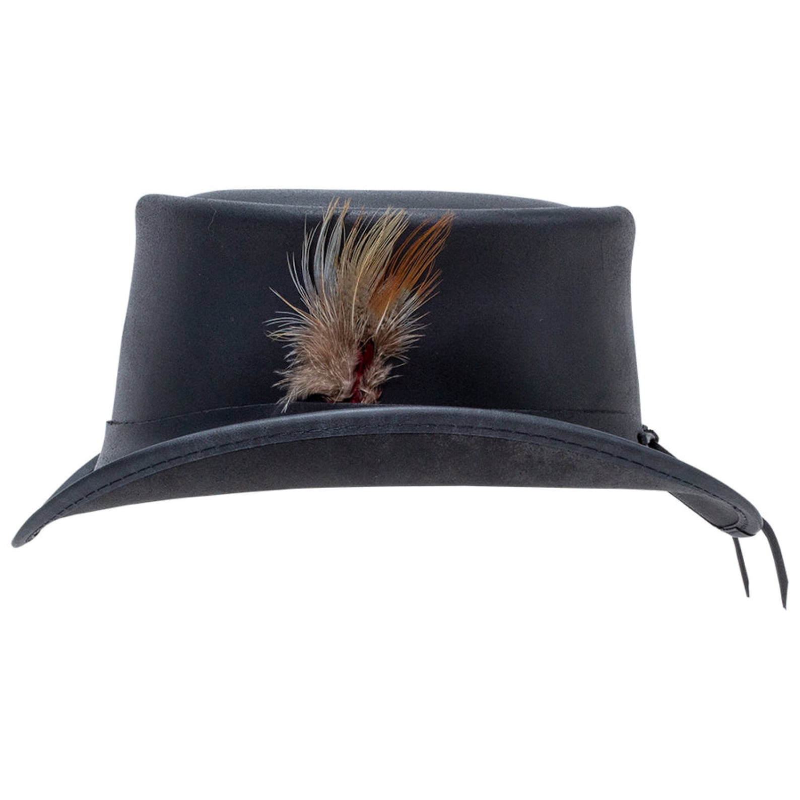 Handmade Steampunk Leather Top Hat | Feather Band - Etsy