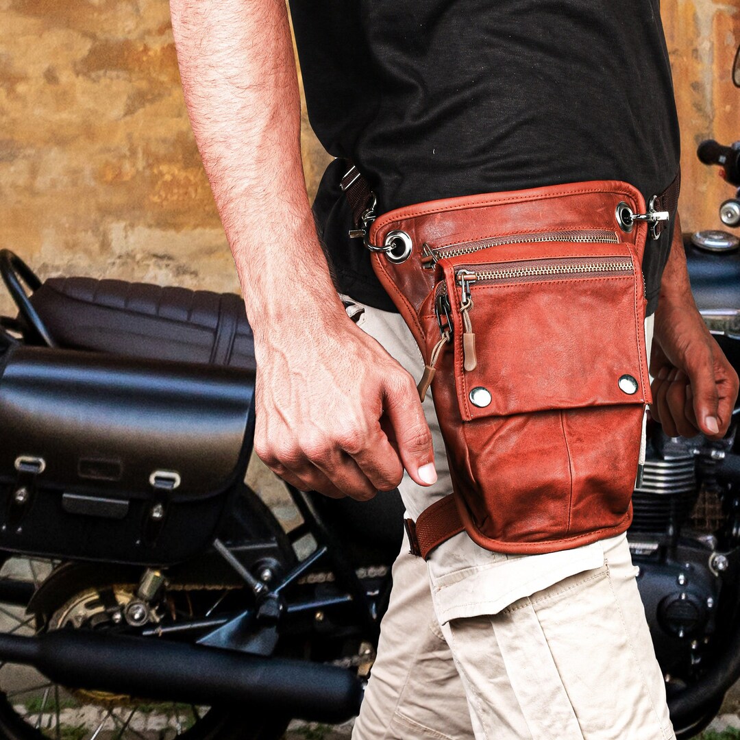 TAN Thigh Bag in Genuine Leather, Hip Bag, Waist Bag With Adjustable ...