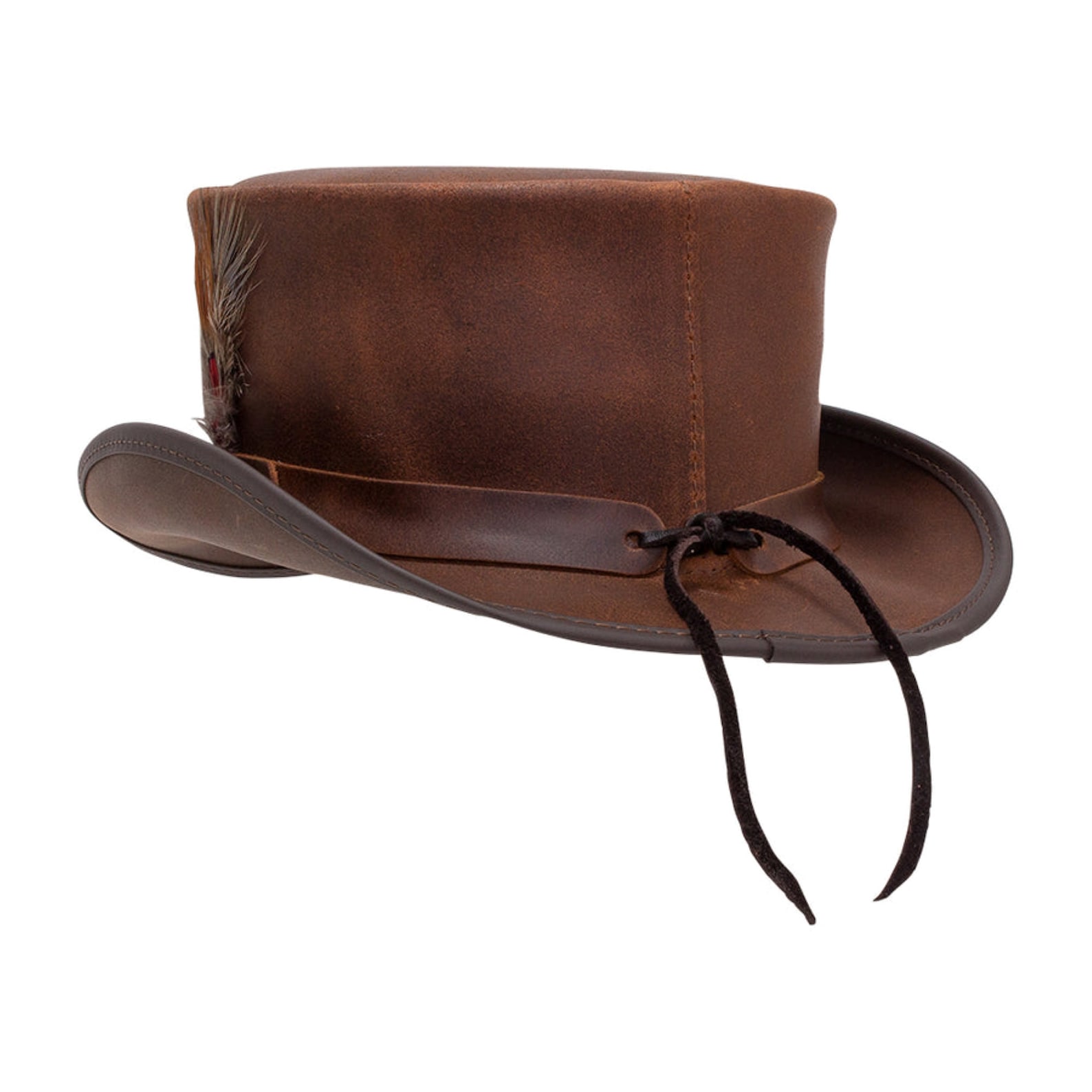 Handmade Steampunk Leather Top Hat | Feather Band - Etsy