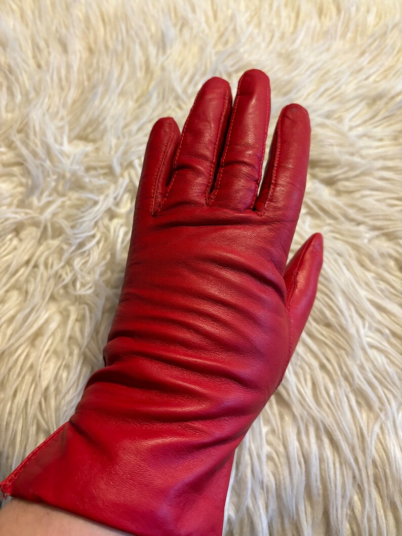 Vintage Red Leather Driving Gloves Womens Size Medium - Etsy