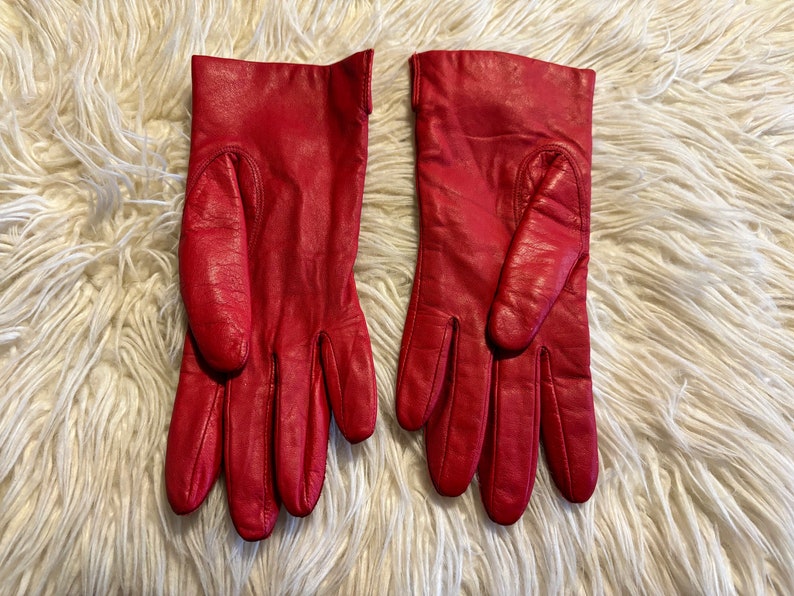 Vintage Red Leather Driving Gloves Womens Size Medium - Etsy