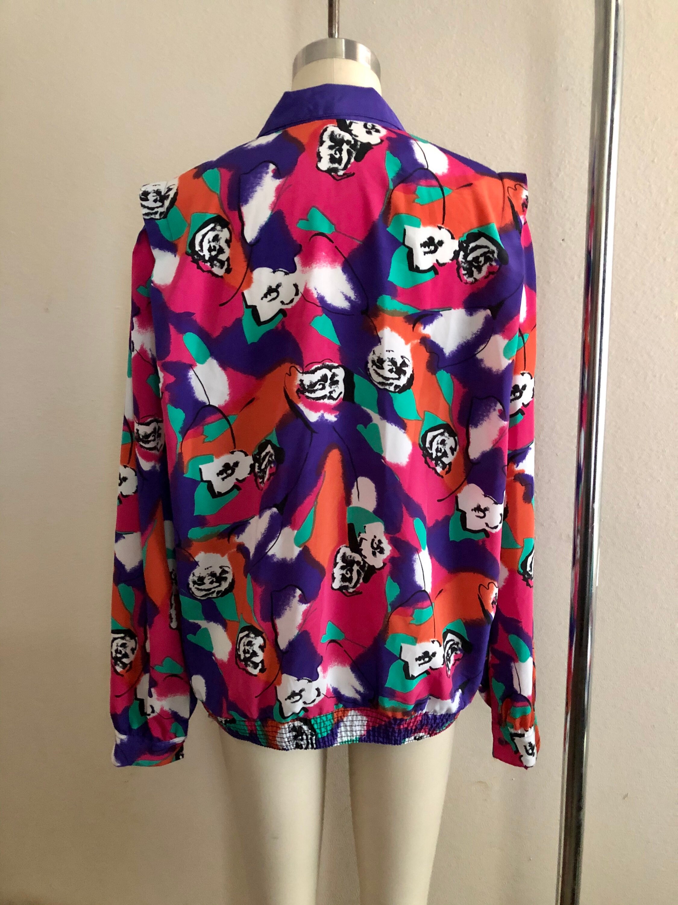 Rad Vintage 80s/90s Bright Loud Print Floral Abstract Blouse by Alia ...