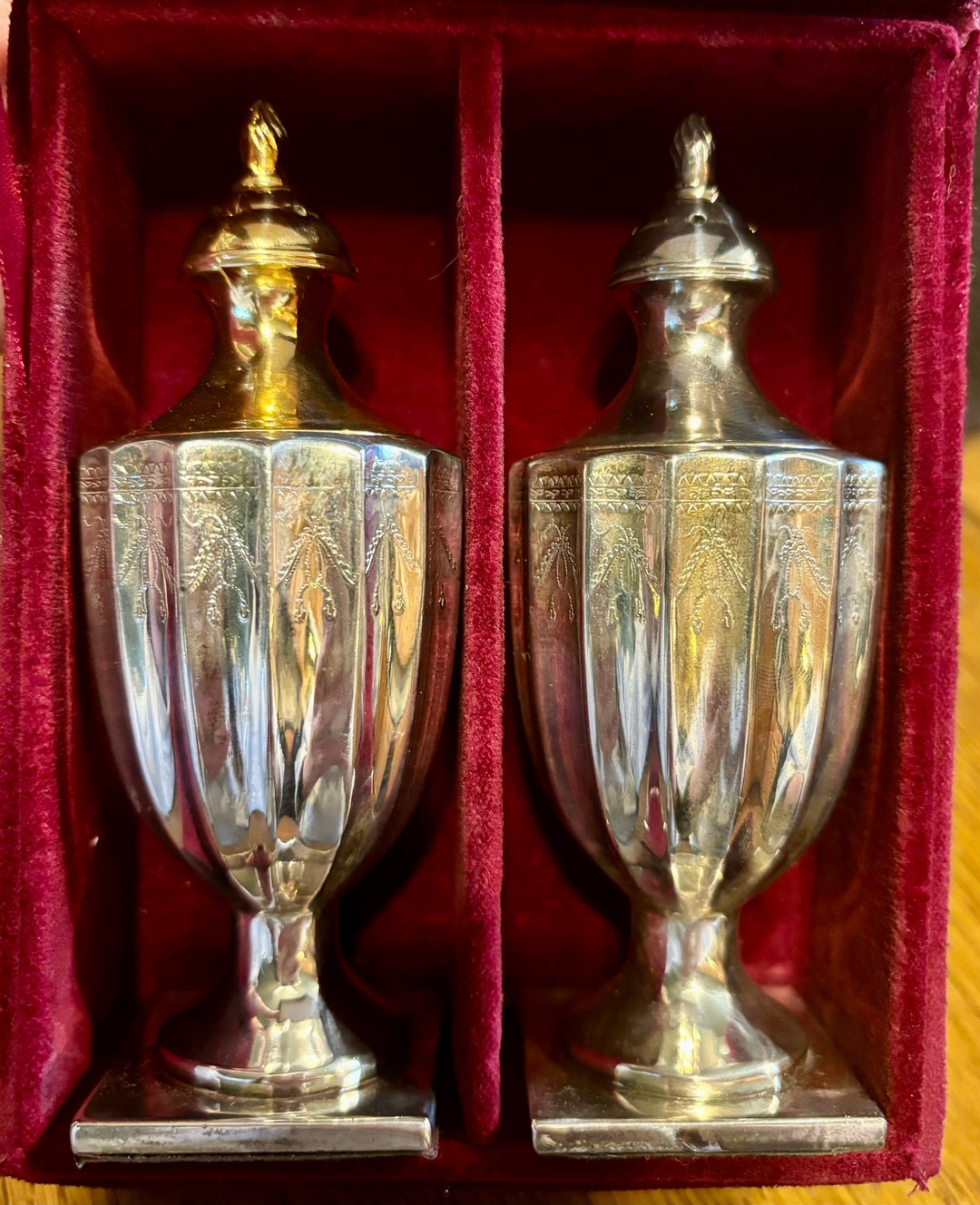 Vintage NOS Godinger Silver Art Co LTD Silver Treasures Salt and Pepper ...