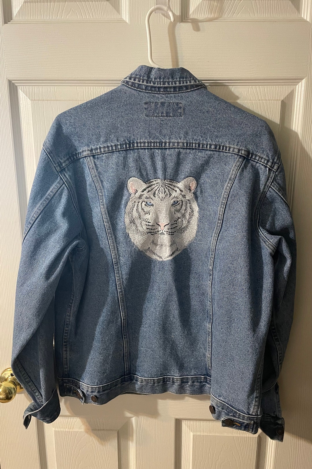 Vintage Embroidered White Tiger Lee Jean Jacket Adult Medium - Etsy