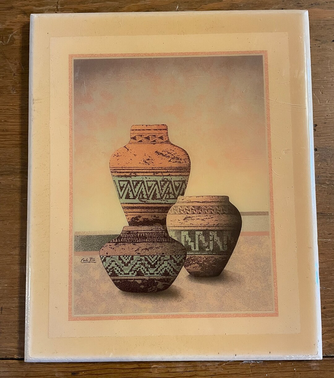Vintage Southwestern Pots Artwork by Carlos Rios - Etsy