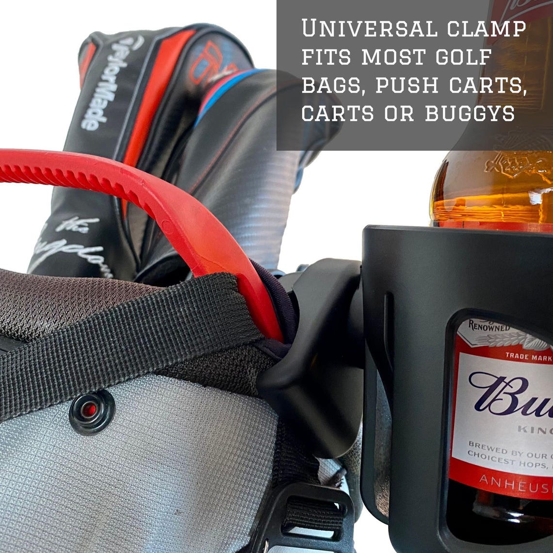Golf Bag Drink Holder. Universal Clamp Fits Golf Bags, Carts and ...