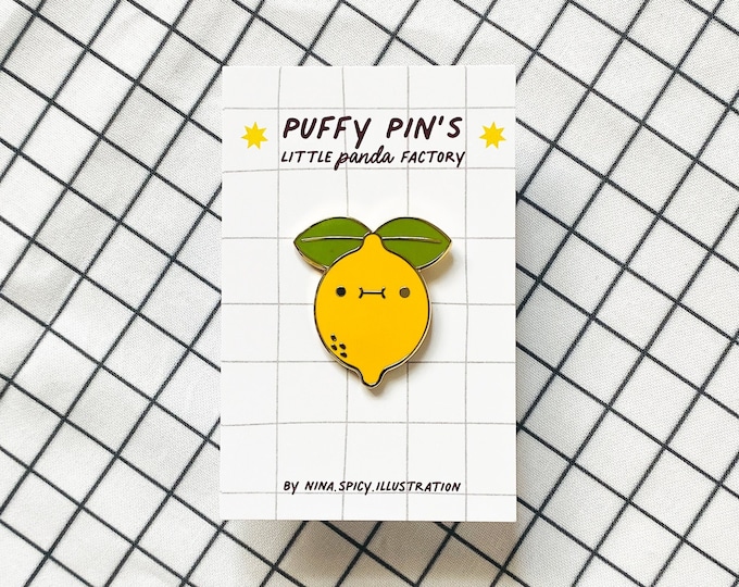 Puffy Lemon Pins Lemon Motif Golden Metal Brooch Accessory Nina Spicy ...