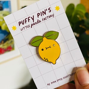 Pines Puffy Lemon Accessory Golden Metal Brooch Lemon - Etsy