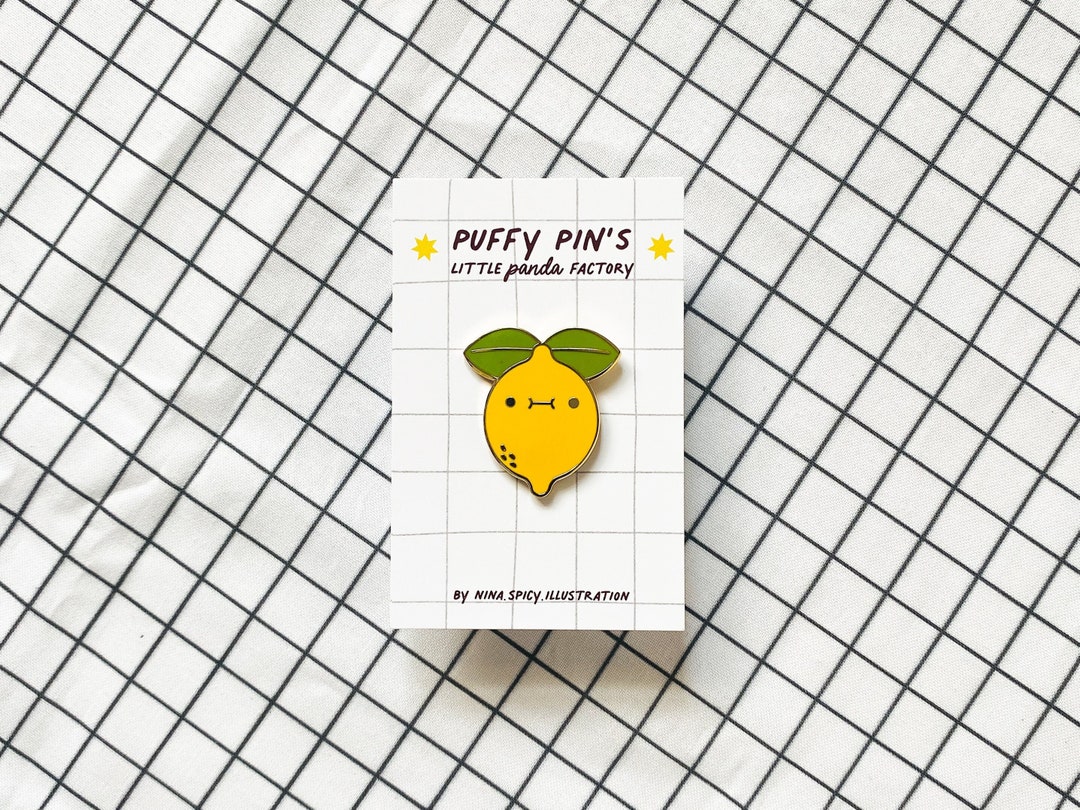 Puffy Lemon Pins Accessory Lemon Motif Gold Metal Brooch Nina Spicy ...