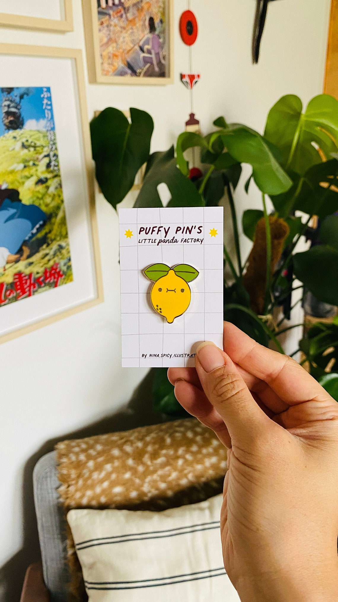 Pines Puffy Lemon Accessory Golden Metal Brooch Lemon - Etsy