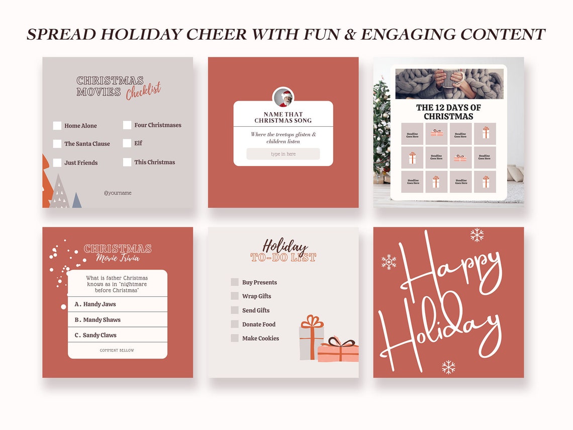 Happy Holiday Instagram Post Story Templates Graphic | Social Media ...