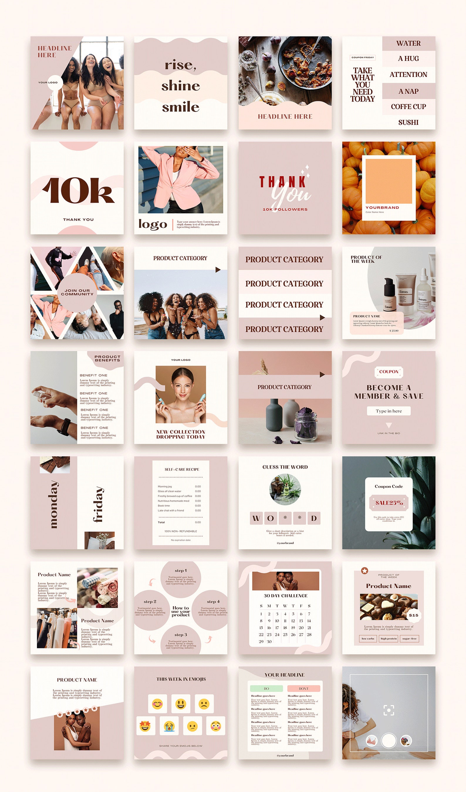 90 Instagram Post Templates Product Based Business Social - Etsy