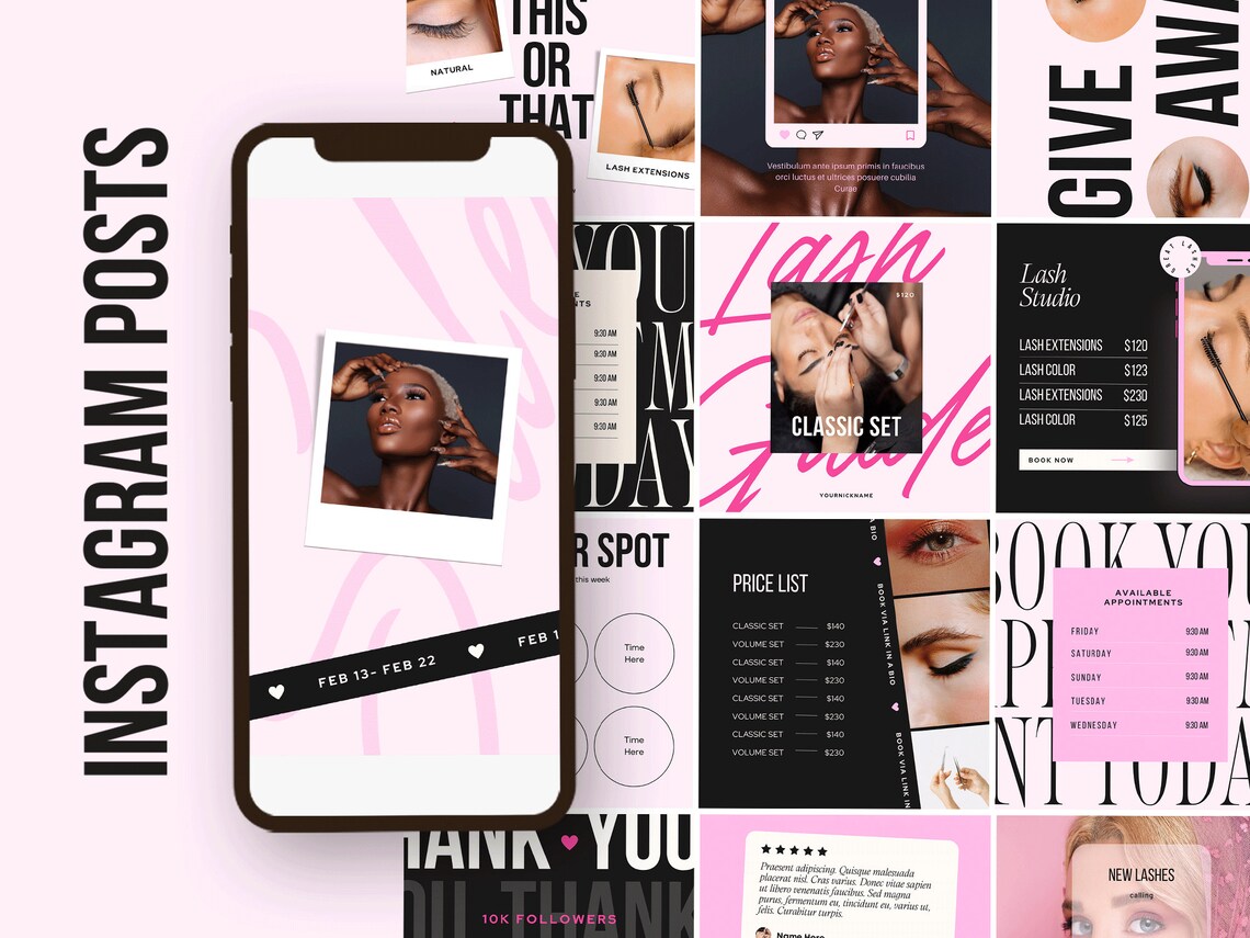 Pink Lash Tech Instagram Post Templates Lash Artist Canva - Etsy