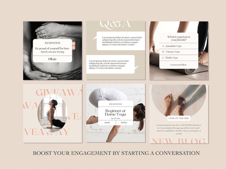 99 Instagram Wellness Post Templates Yoga Course Creator - Etsy