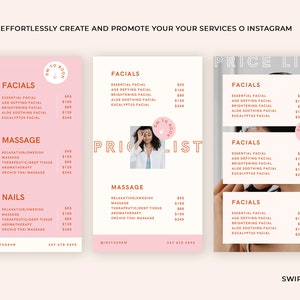 Price List Template, Editable Price List Canva Instagram Template ...