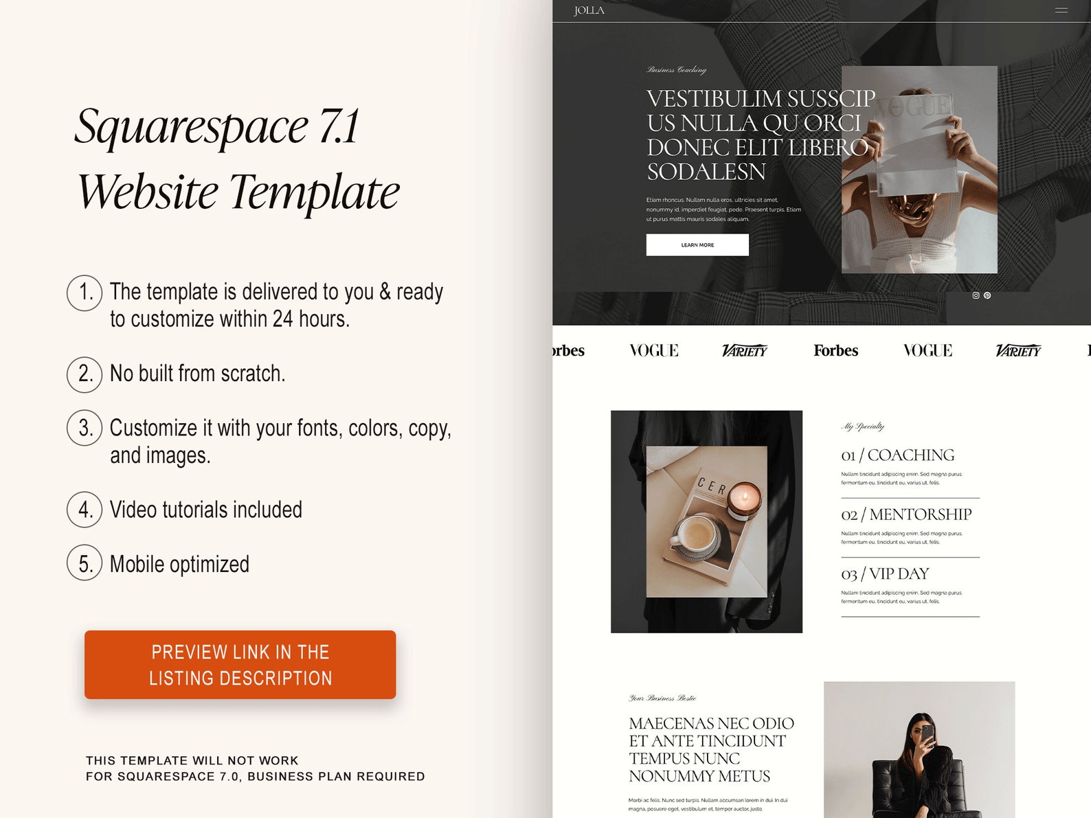 Squarespace 7.1 Website Template Layout / DIY Website Layout Templates ...