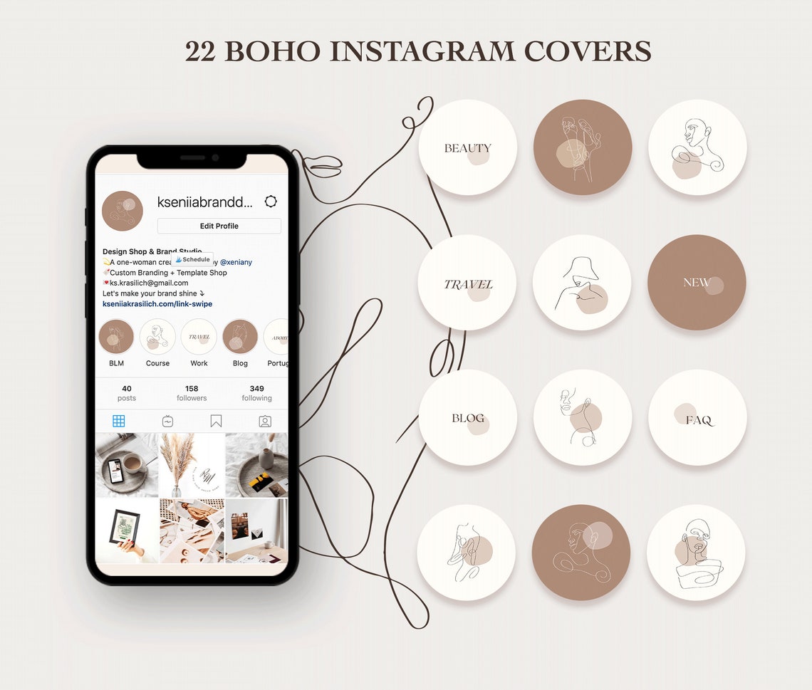 Boho Instagram Story Highlights Covers Minimalist Social - Etsy