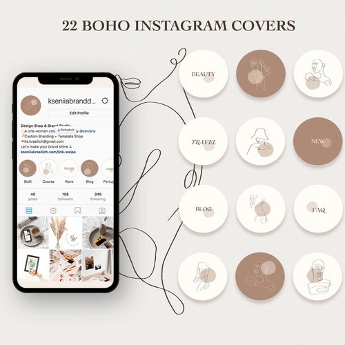 Boho Instagram Story Highlights Covers Minimalist Social - Etsy