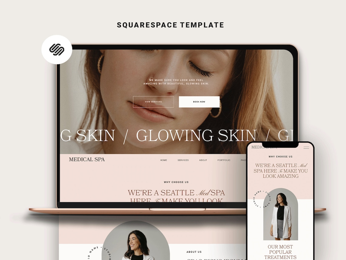 Beauty Salon Squarespace 7.1 Website Template, Feminine Spa Esthetician ...