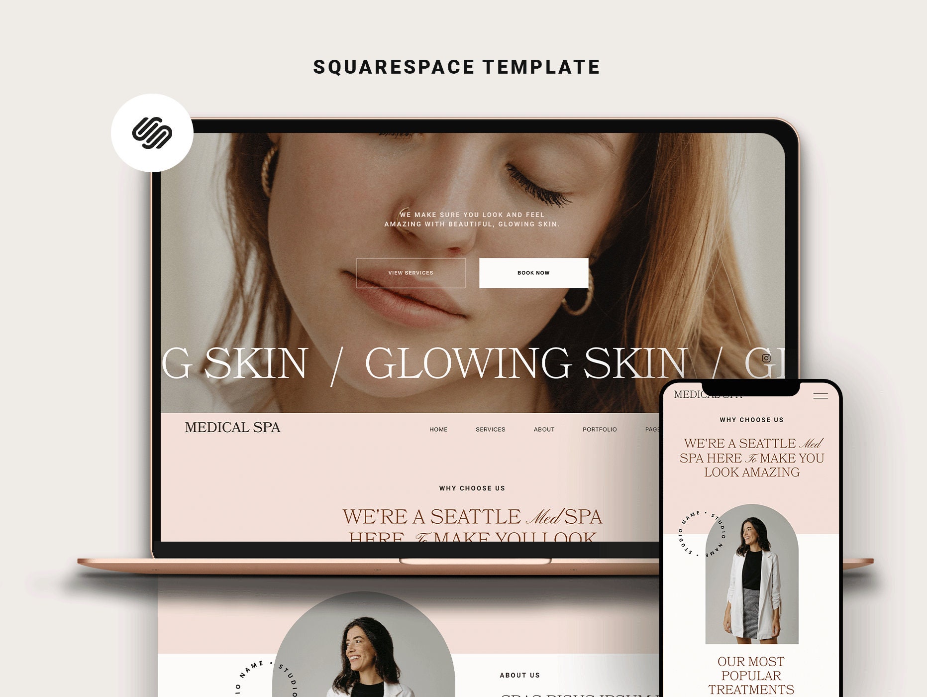 Beauty Salon Squarespace 7.1 Website Template, Feminine Spa Esthetician ...