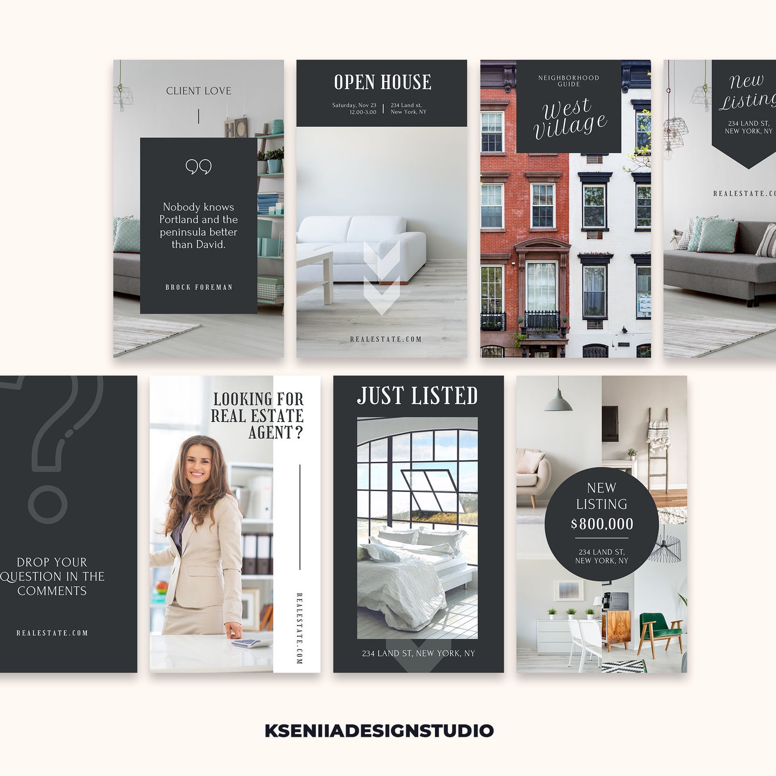 Real Estate Instagram Post and Stories Set Canva Templates, Realtor ...