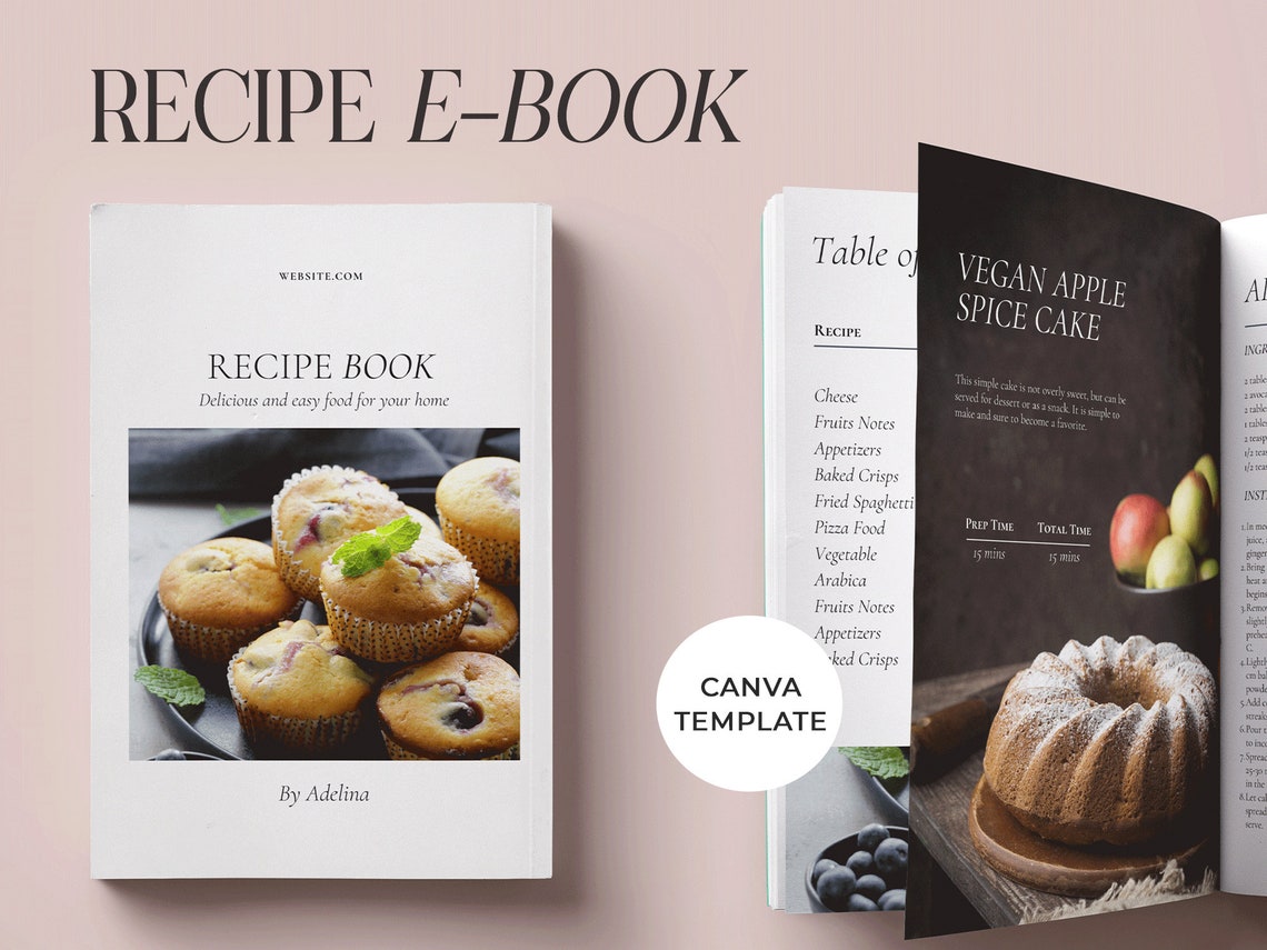 Recipe Ebook Template Canva | Customizable Cookbook Lead Magnet Cover ...