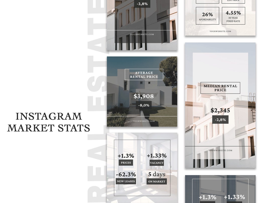 Real Estate Market Stats for Instagram Story and Post | Realtor Canva ...