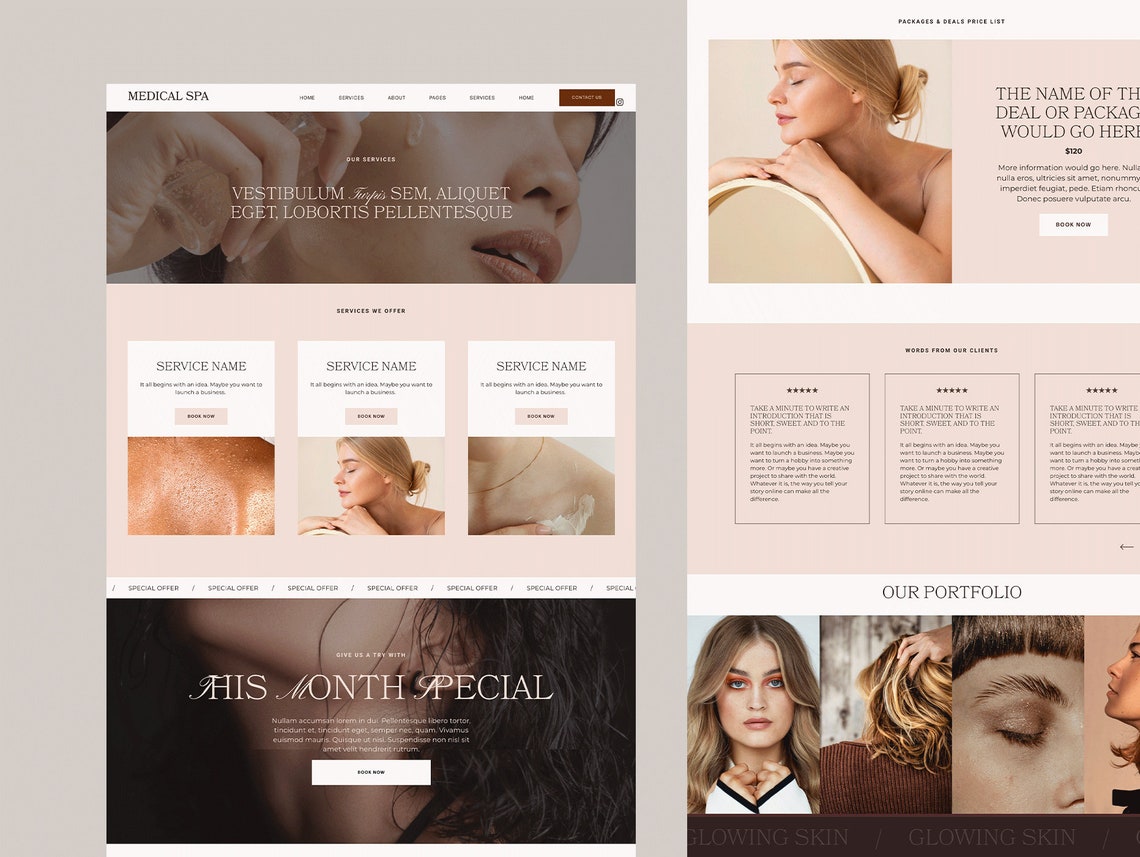 Beauty Salon Squarespace 7.1 Website Template, Feminine Spa Esthetician ...