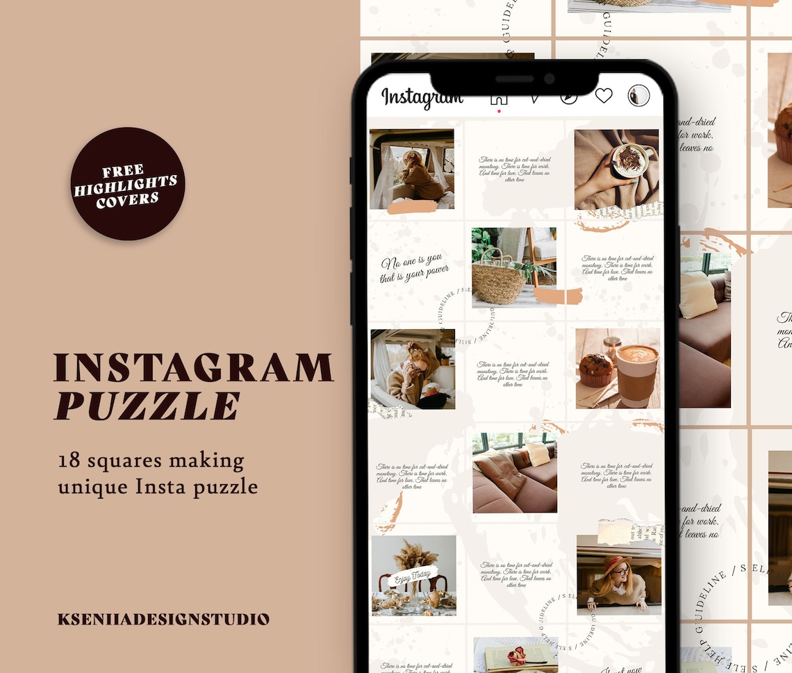Instagram Puzzle Grid Feed Template Layout | Canva Social Media Post ...