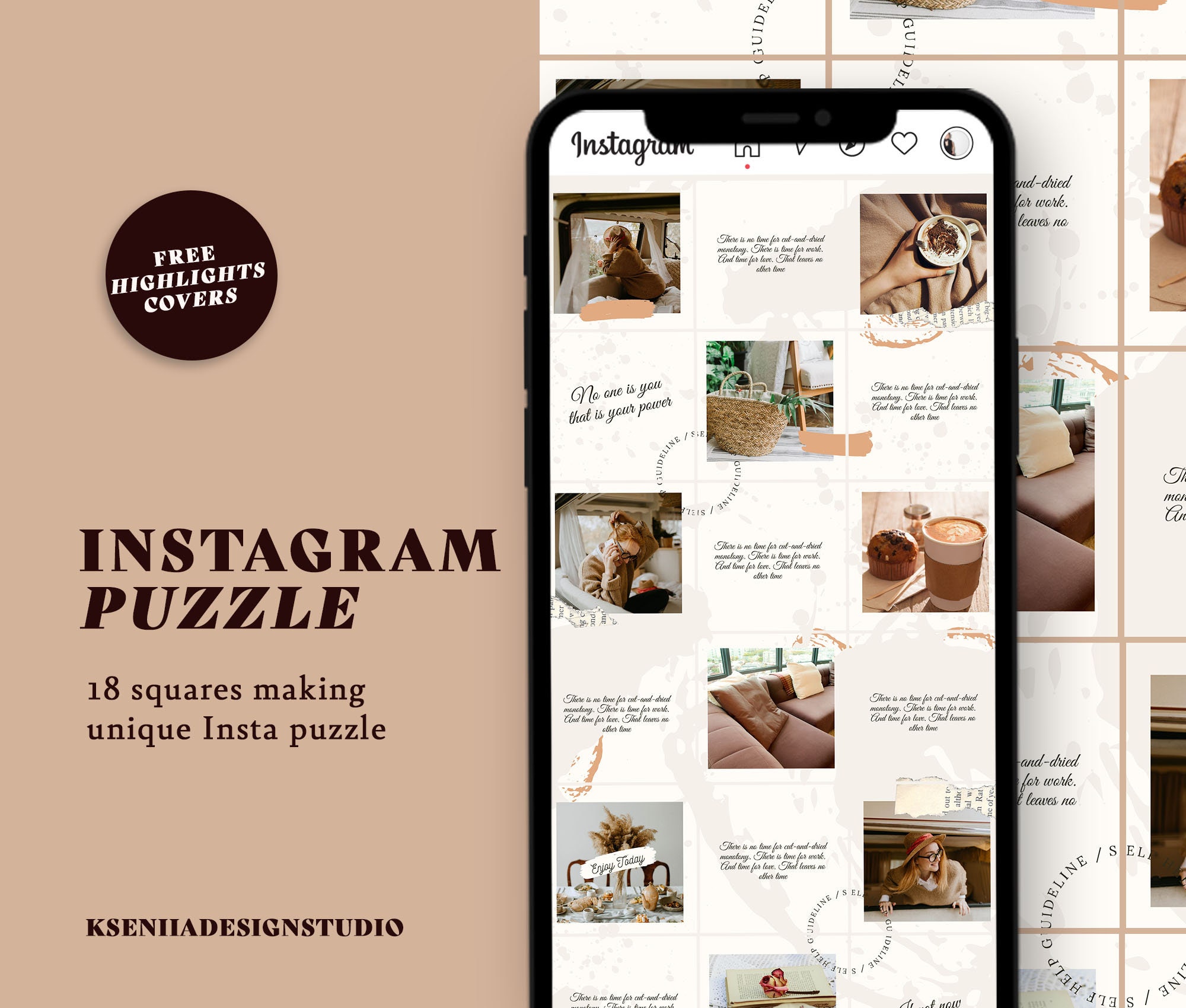 90s Inspired Insta Engagement Branding Posts IG Puzzle Grid Template ...