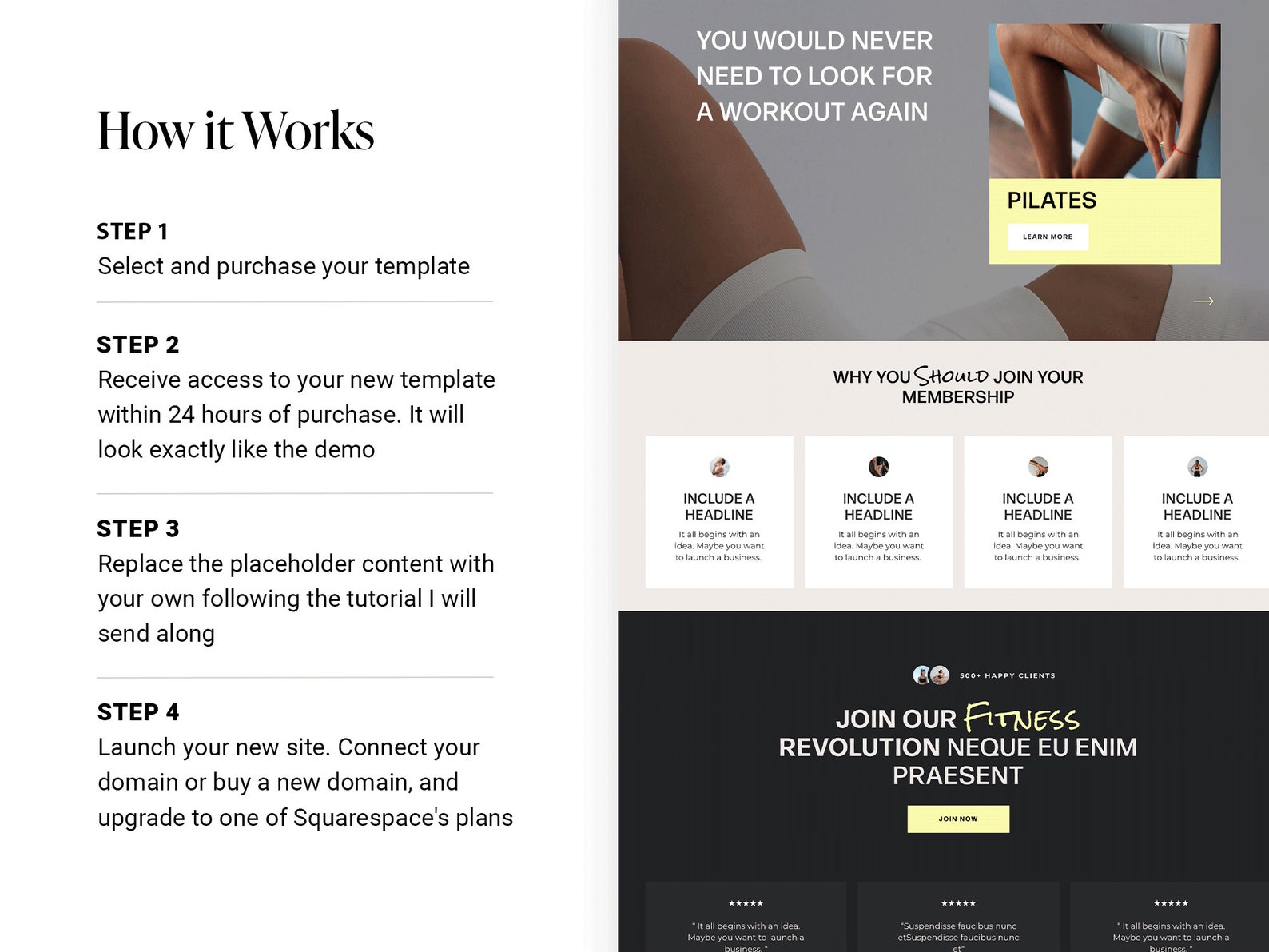 Website Template Squarespace 7.1, Fitness Membership, Sport, Gym Site ...