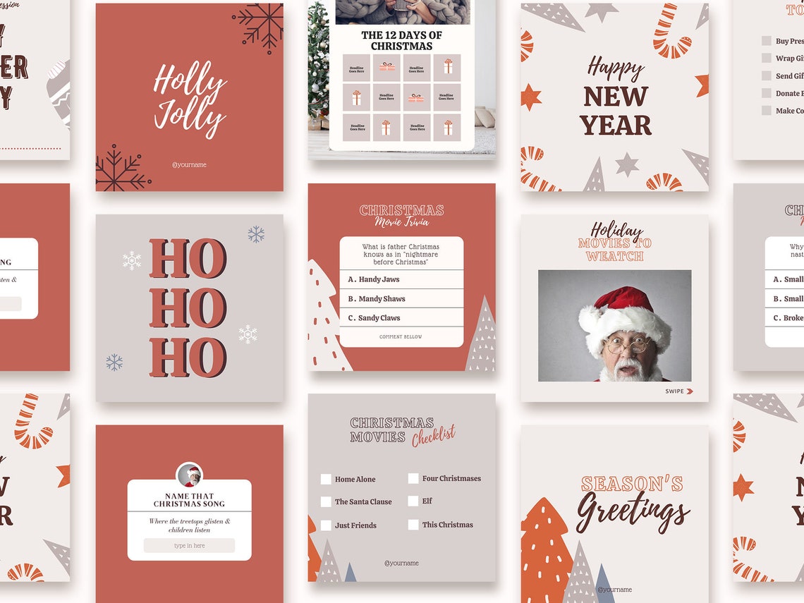 Happy Holiday Instagram Post Story Templates Graphic | Social Media ...