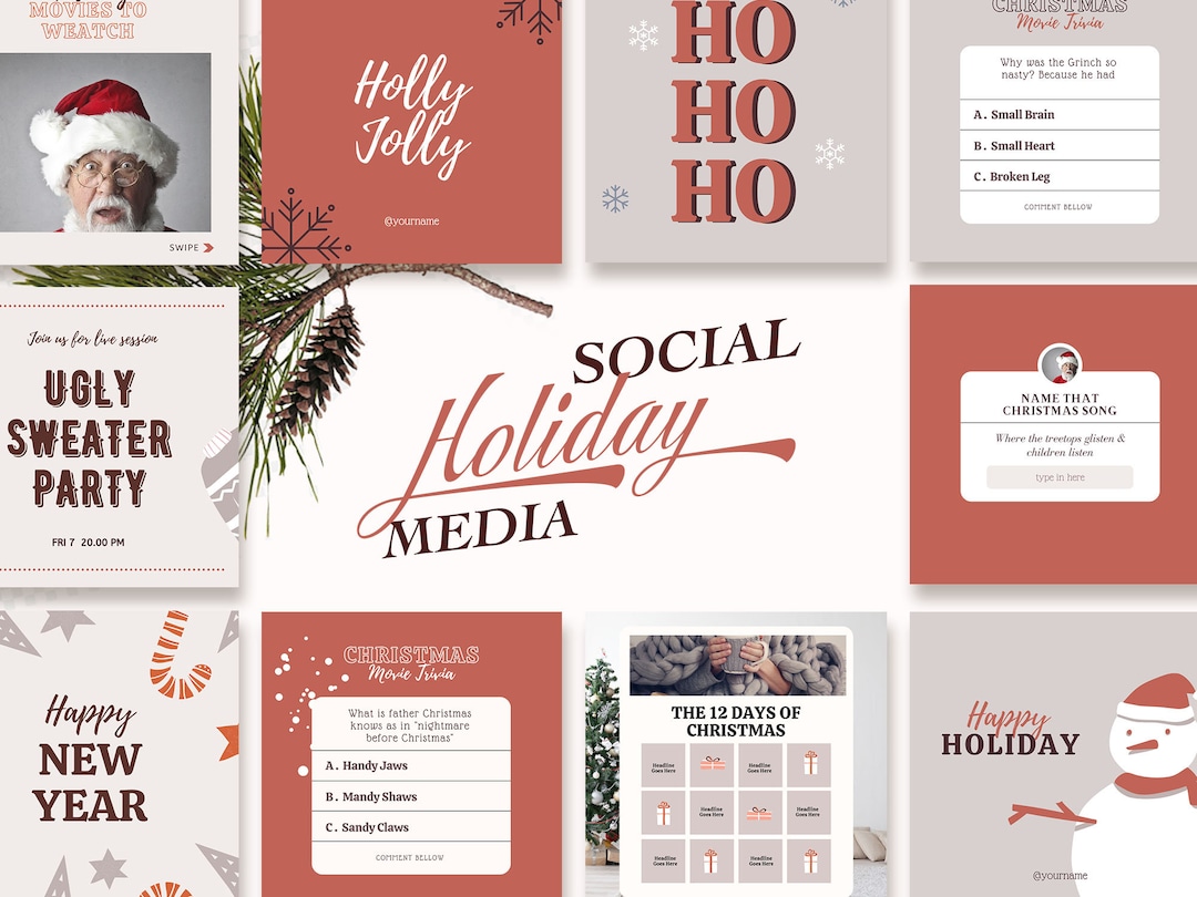 Happy Holiday Instagram Post Story Templates Graphic | Social Media ...