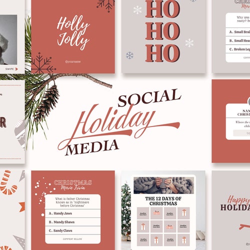 Happy Holiday Instagram Post Story Templates Graphic Social - Etsy