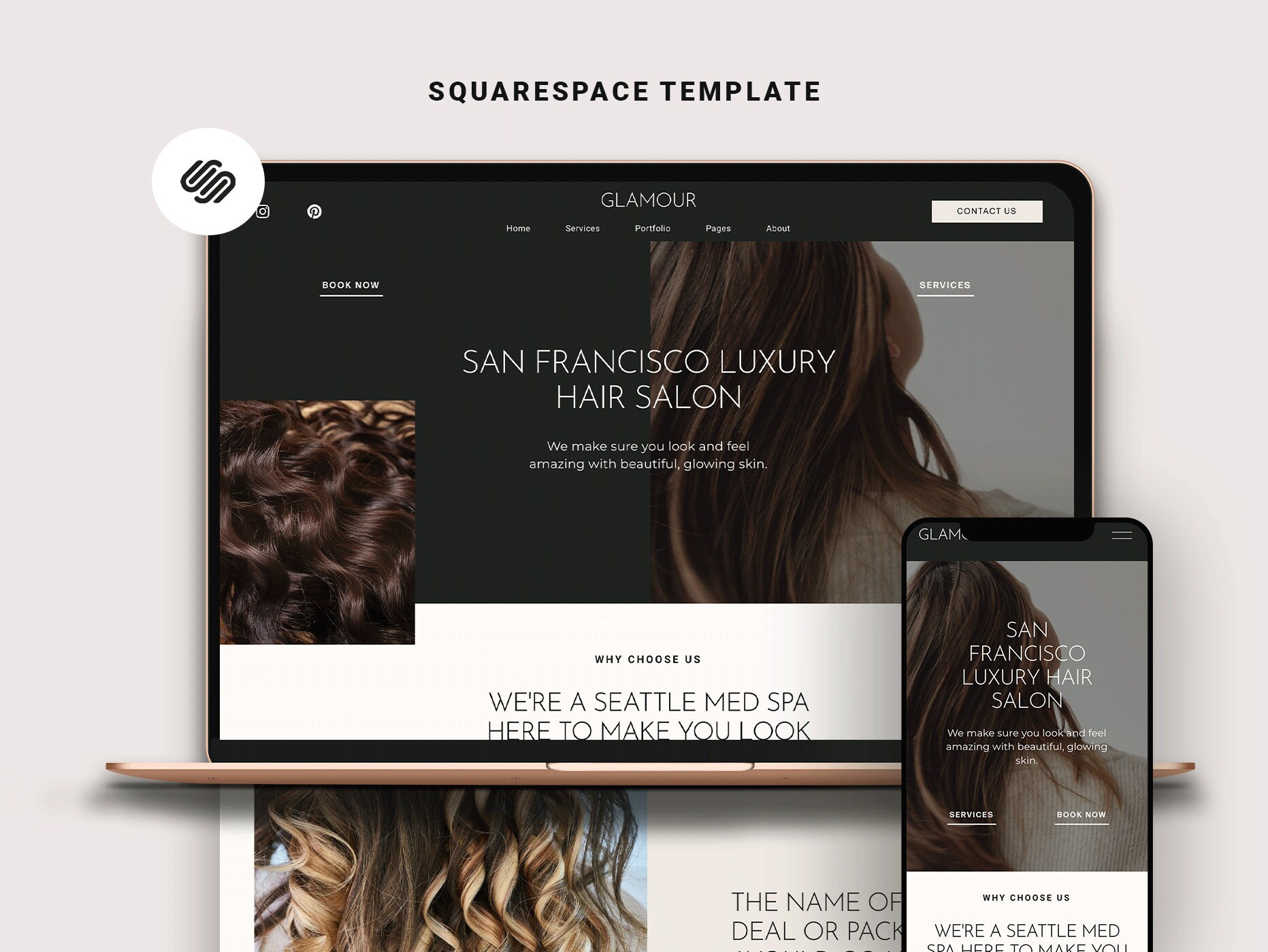 Website Template Squarespace 7.1 Hair Salon Spa Salon Esthetician ...
