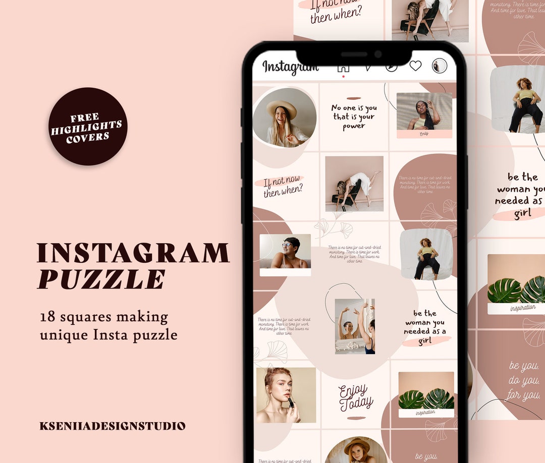Instagram Puzzle Grid Feed Template Layout | Canva Social Media Post ...