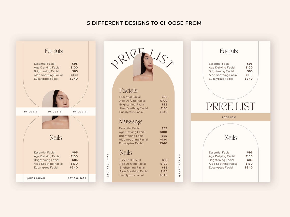 Price List Template, Editable Price List Canva Instagram Template ...