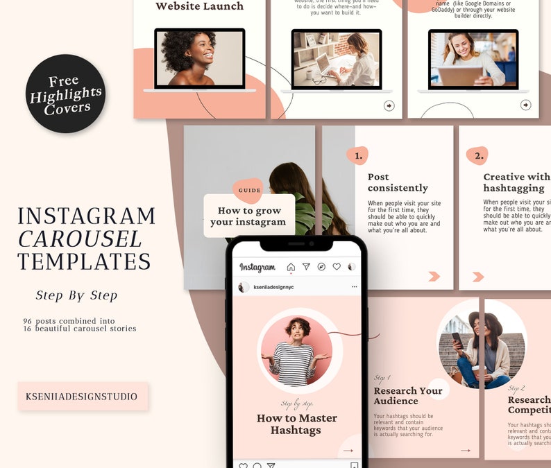96 Instagram Carousel Template Layout | Customizable Canva Social Media ...