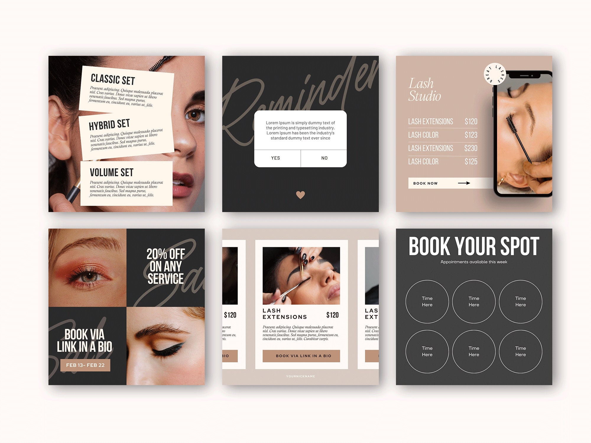 Canva Template Instagram Modern Lash Tech Post, Lash Artist Template ...