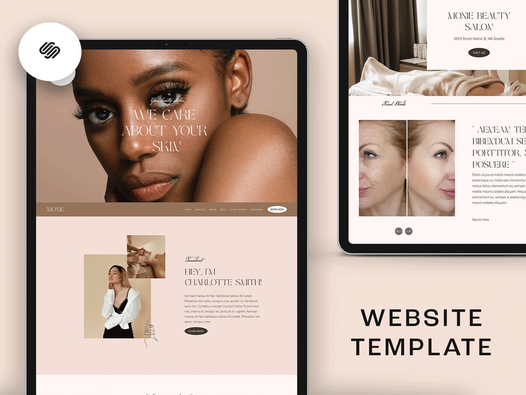 Spa Squarespace 7.1 Website Template, Feminine Beauty Salon Esthetician ...