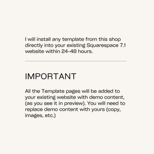 Squarespace Template Installation Add-on - Etsy