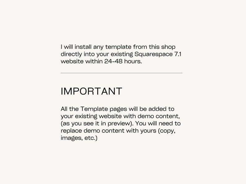 Squarespace Template Installation Add-on - Etsy