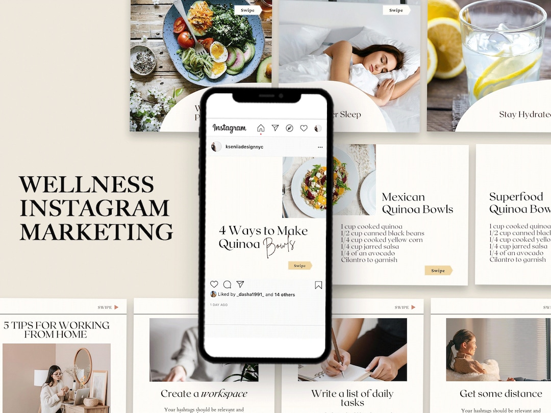 99 Instagram Wellness Post Templates | Yoga Course Creator Social Media ...