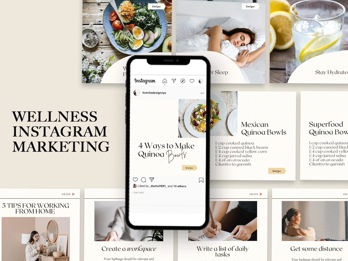 99 Instagram Wellness Post Templates Yoga Course Creator | Etsy